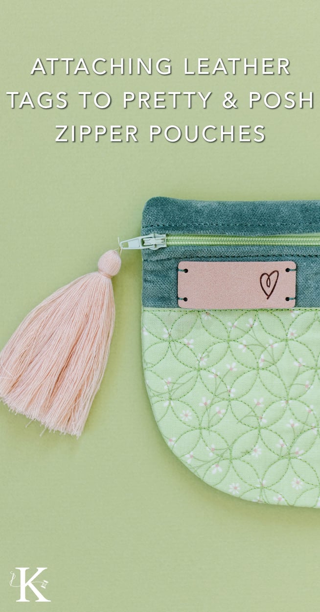 Attaching Leather Tags to Pretty & Posh Zipper Pouches!