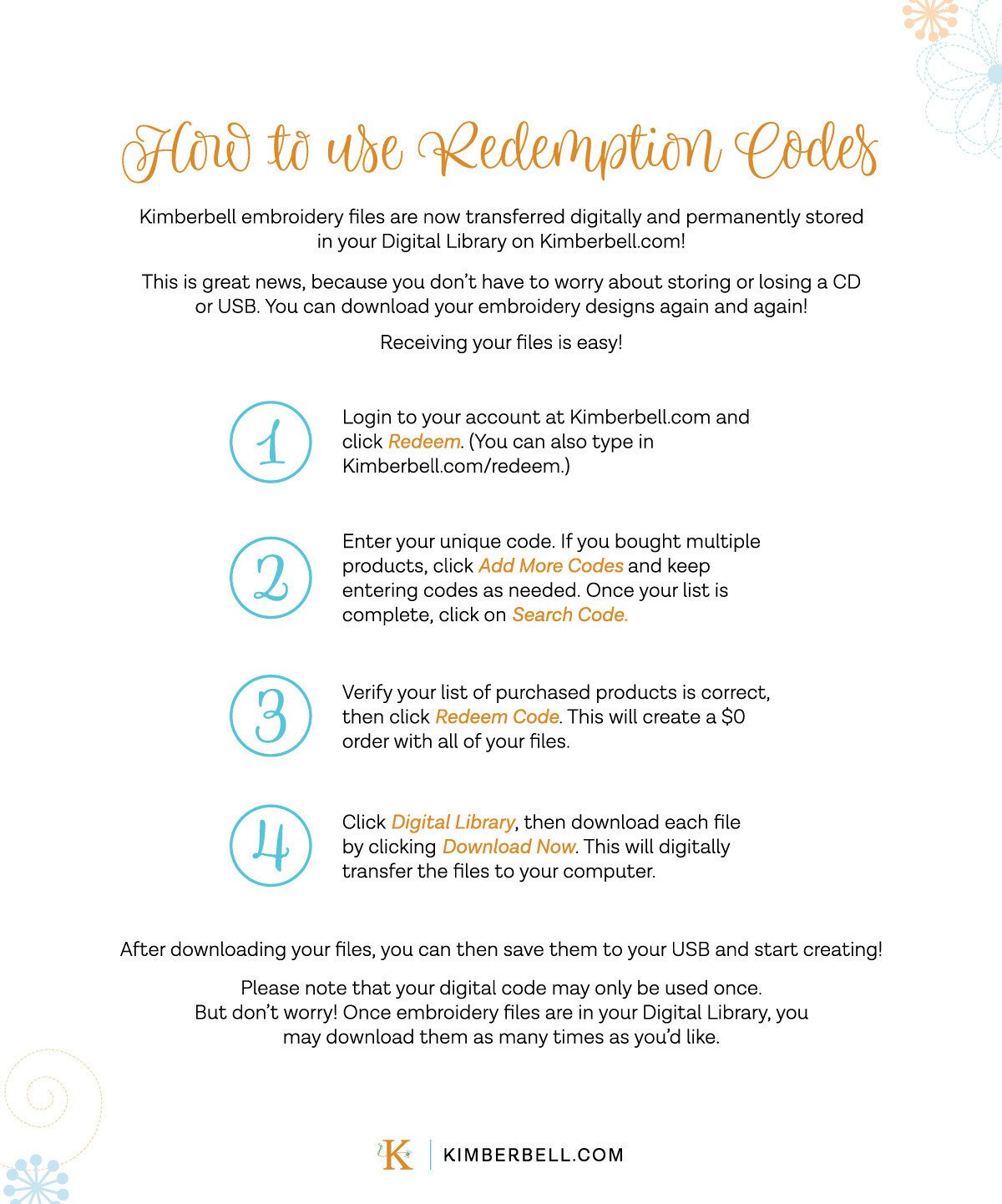 How to Use a Kimberbell Digital Redemption Code